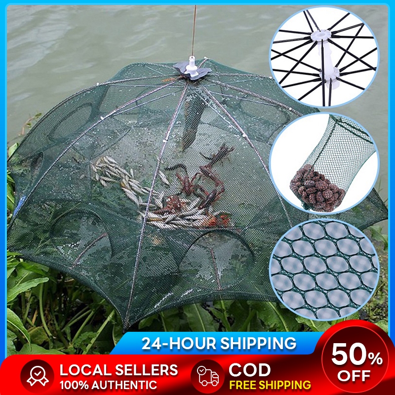 Folding Umbrella fish Net Shrimp Cage Crab Fish Trap Cast Fish Net ...