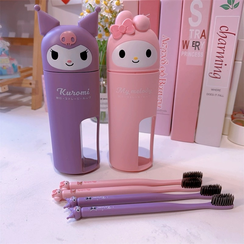 Portable Kawaii Sanrio Toothbrush Set Kuromi My Melody Toothbrush Cup ...