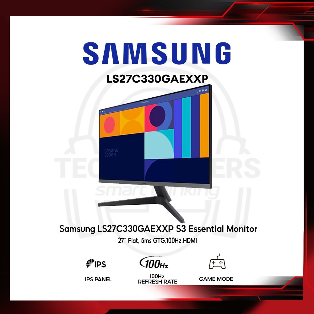 Samsung 27" Essential Monitor S3 (LS27C330GAEXXP, Flat, 5ms GTG,100Hz ...