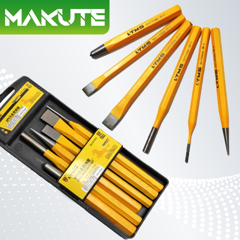 6piece set of punches and chisels, including tapers, cold chisels, pin ...