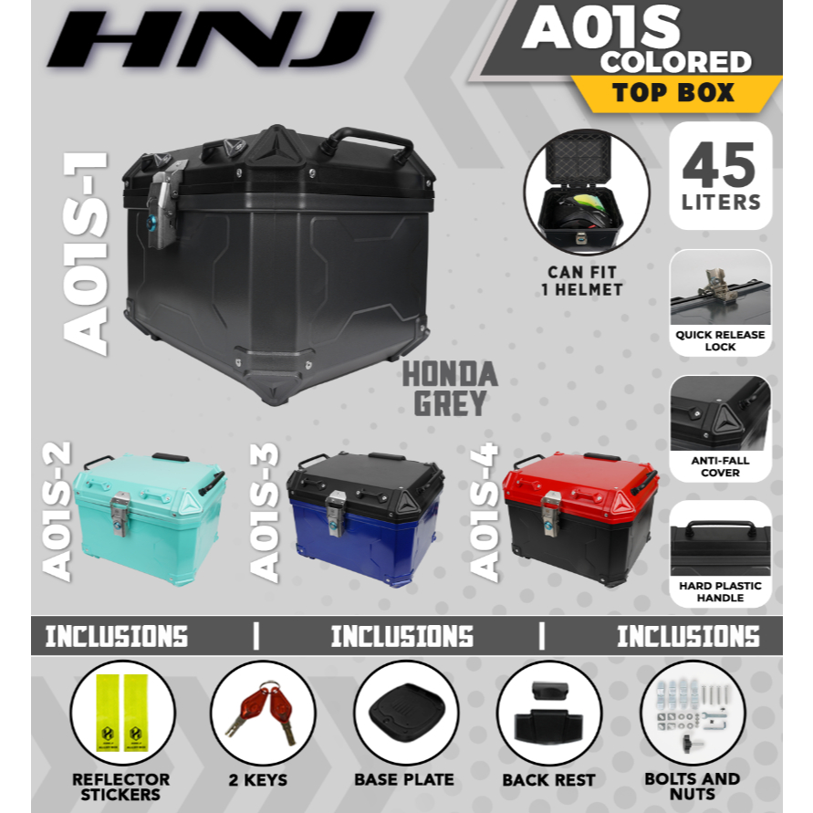 HNJ TOP Box A01S Colored 45L Top Motor Box With Base Plate Givi Box For ...