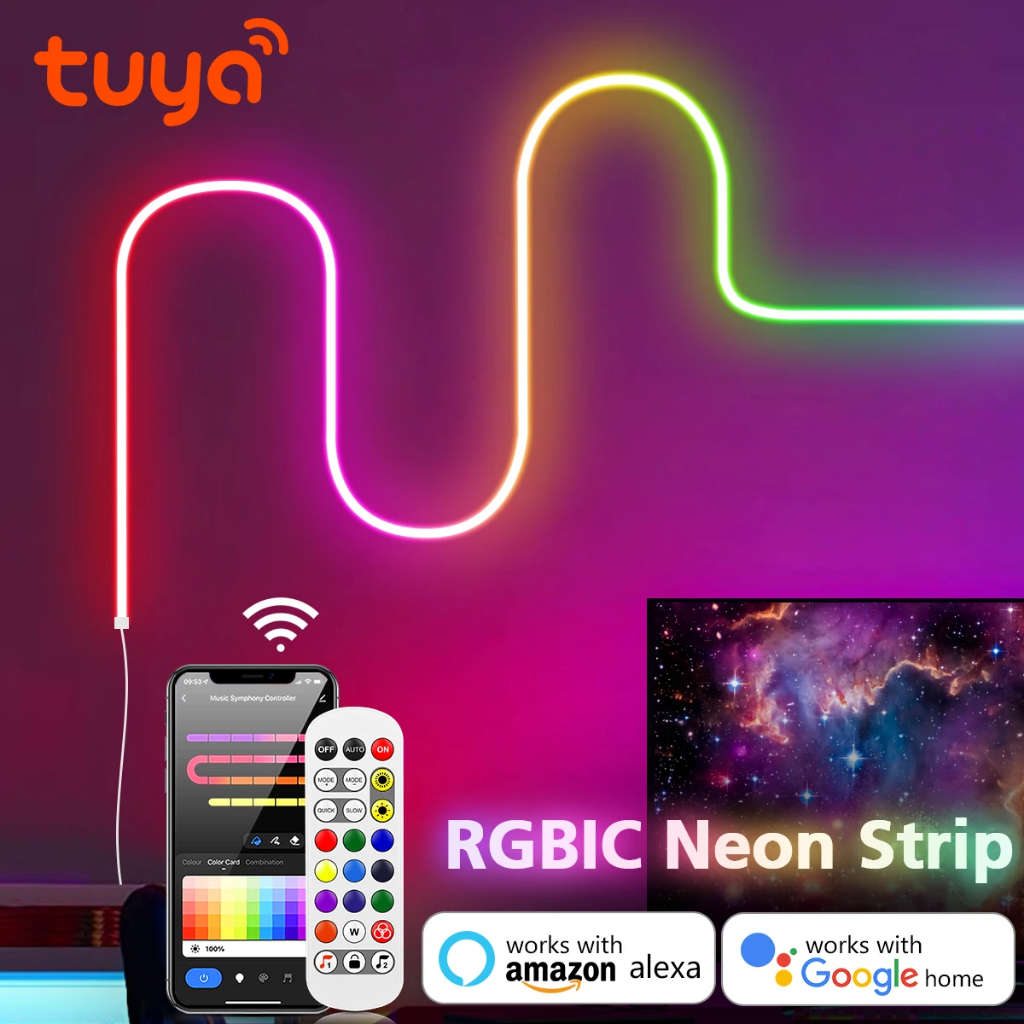 TUYA Neon LED Strip Lights Silicone Neon Rope Light with Music Sync ...