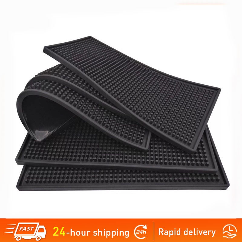 Black Bar Mat Rubber Bar Mat Service Spill Mat Glass Drip Tray Drink ...