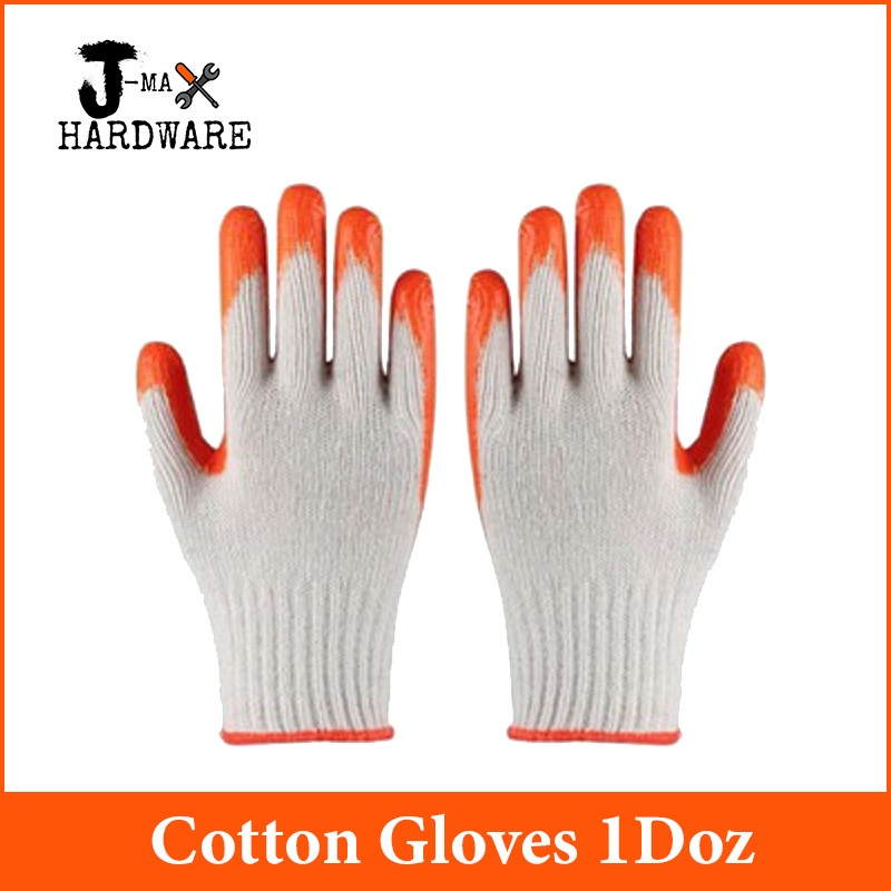 Rubber Cotton Gloves 1Dozen Safety Gloves Construction Gloves Heavy ...