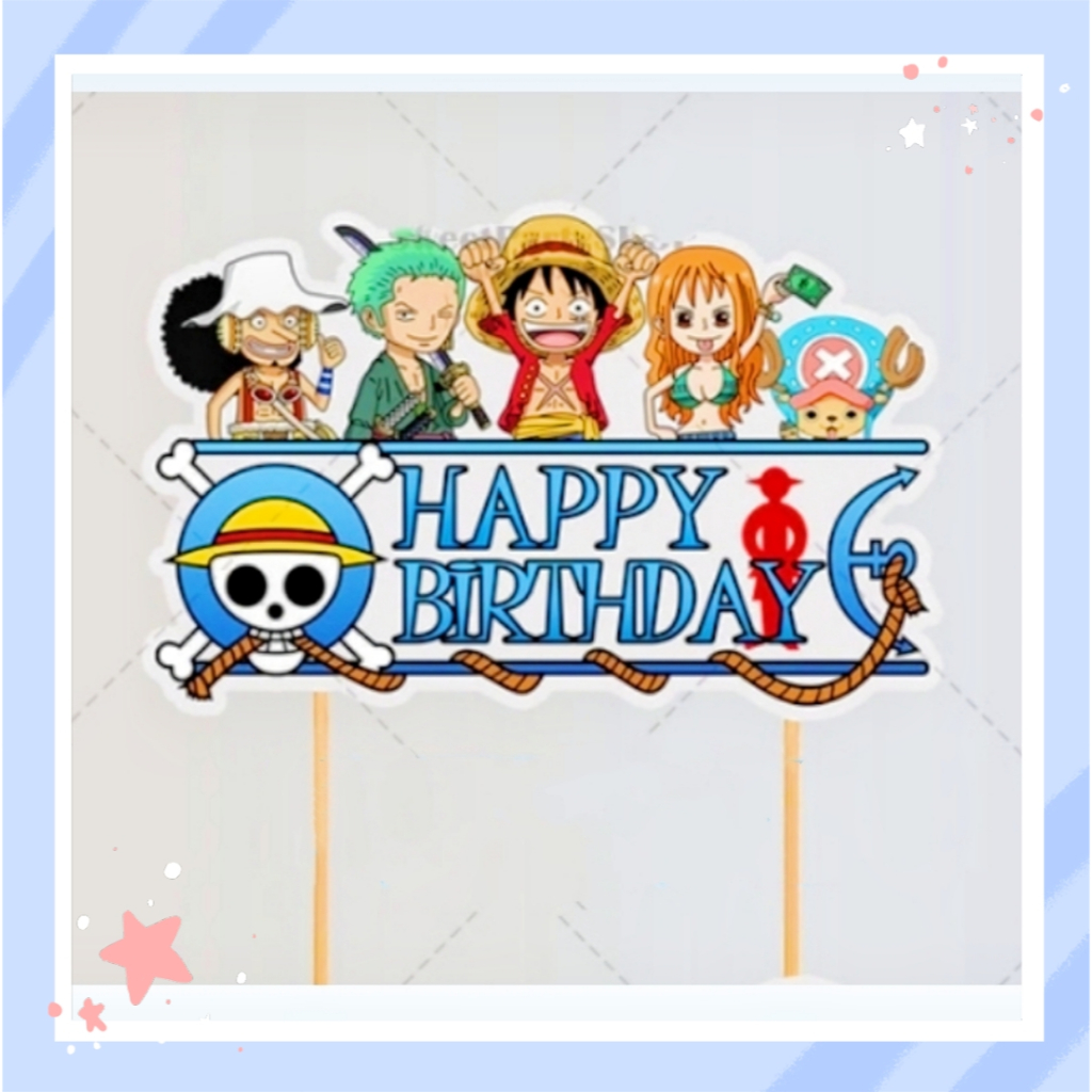 Cake topper One Piece Cheer Monkey D Luffy paper card baking props ...