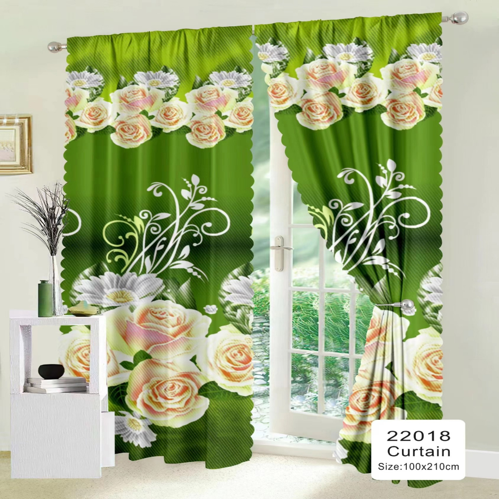Curtain Kurtina Sa Bintana 100x210cm Windows Curtain Kurtina Door Green ...