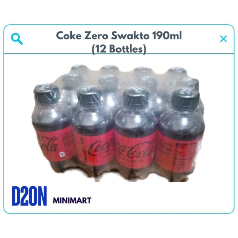 COCA-COLA ZERO Swakto NO Sugar 190 ml x 12 bottles | Shopee Philippines