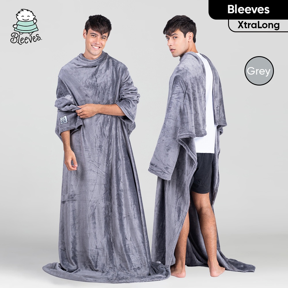 Bleeves® | Grey Bleeves XtraLong Wearable Blanket for Men and Women ...