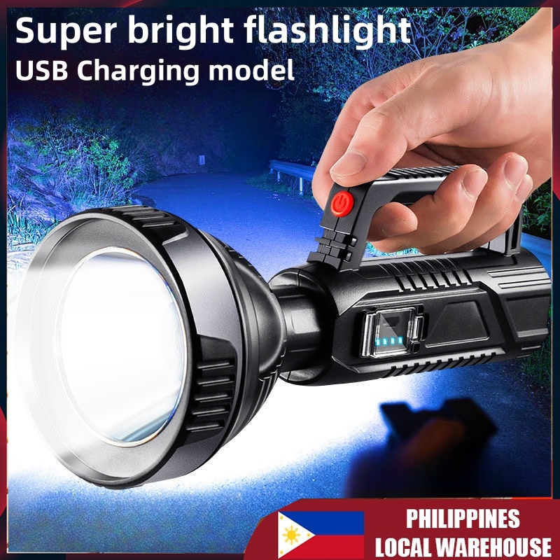 Led Spotlight big beam flashlight emergency flashlight usb rechargeable ...