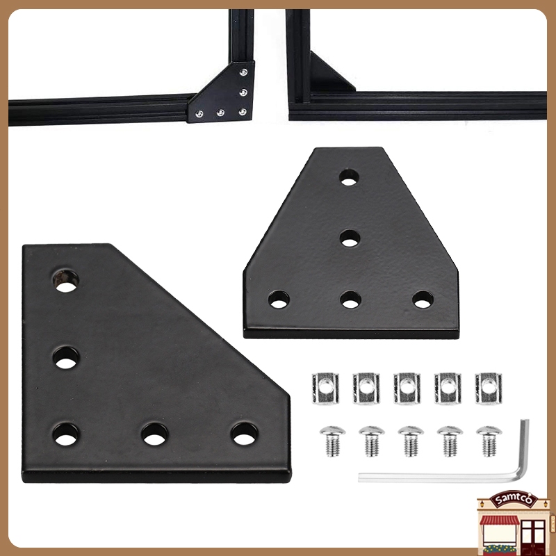 Corner Bracket Plate Black 2020 Series 5 Hole T/L Shape Joint Plates ...