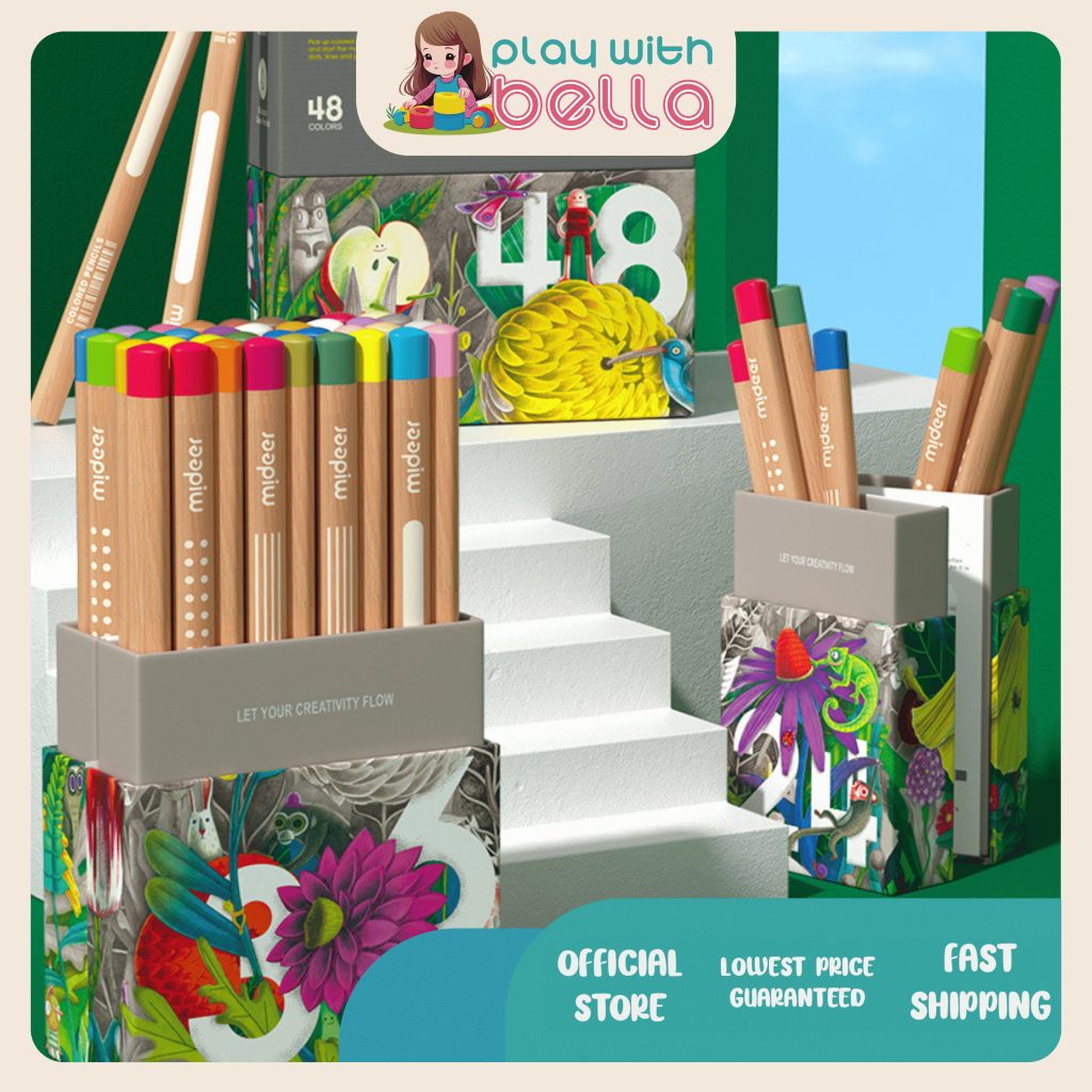 Mideer Color Pencils Vibrant Colored Pencils 24, 36, 48 Colors | Shopee ...