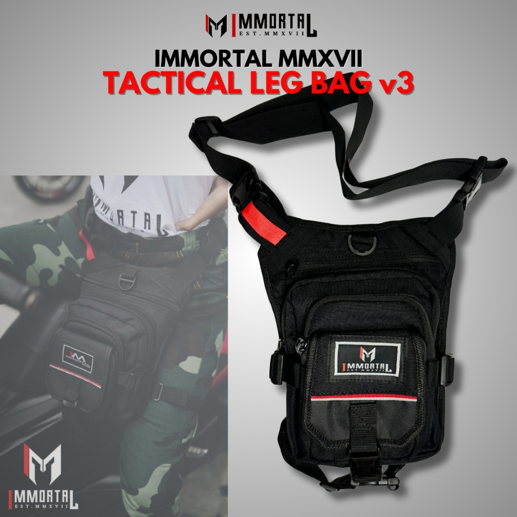 IMMORTAL MOTOBAG Tactical Leg Bag v3 with Cordura Rubber Backing and 5 ...
