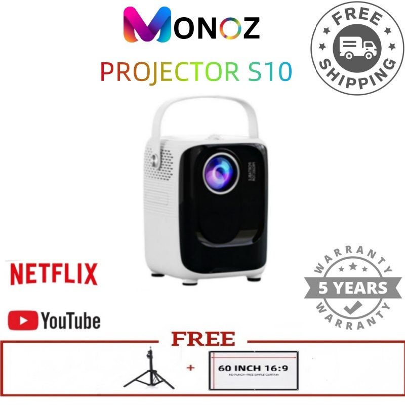 MONOZ Portable Projector NEW Android Projector S10 HD 5G WIFI LED ...