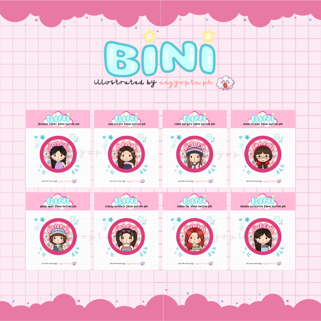 BINI cute 37mm button pins | aegyopta.ph | Shopee Philippines