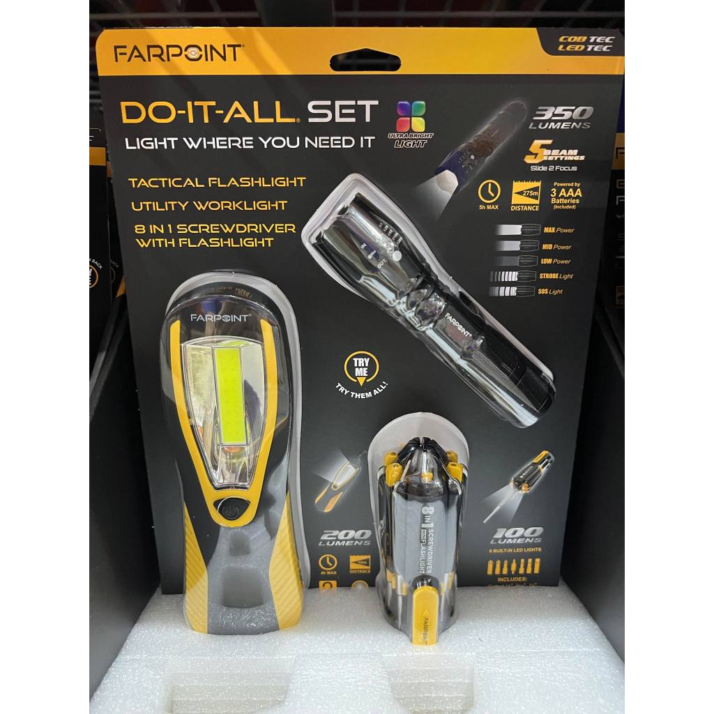 Farpoint DO IT ALL Set Tactical and Utility Worklight, 8 in 1 screwdriver w flashlight ...