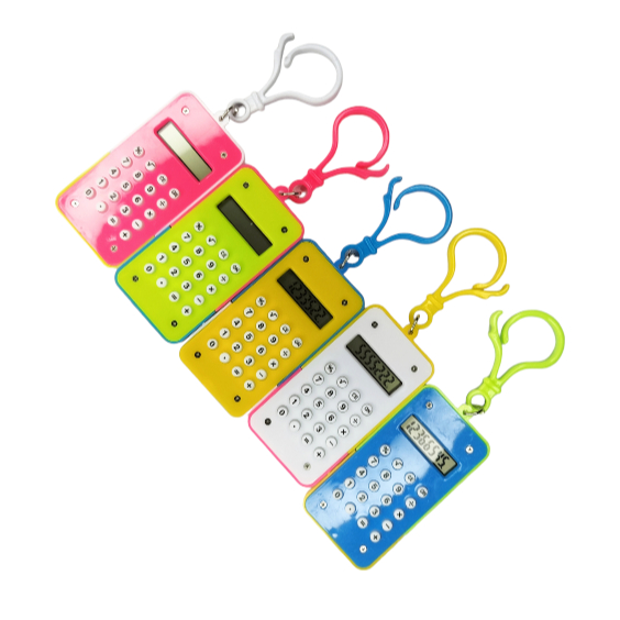MINI CALCULATOR 8 Digits Electronic Mini Calculator Keychain Random ...