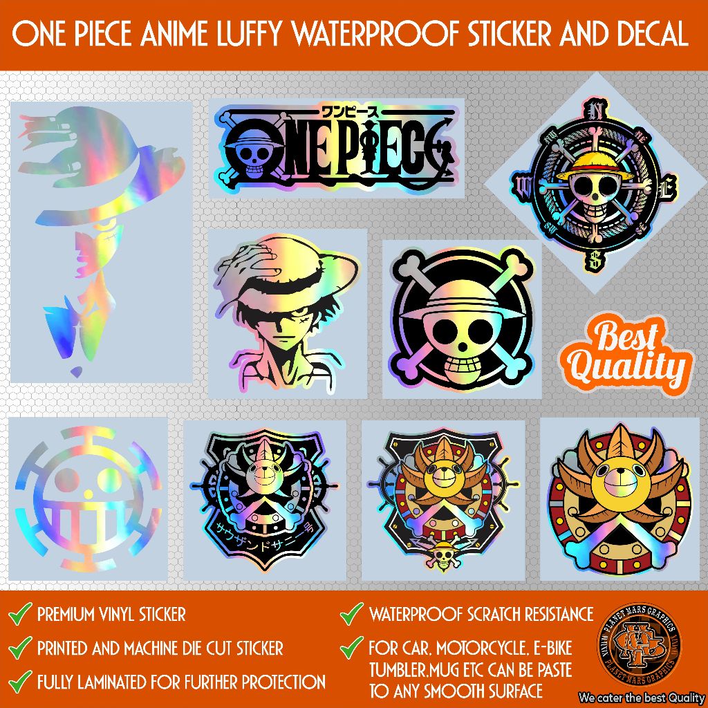 ONE PIECE LUFFY MOTORCYCLE CAR STYLING STICKER AND DECAL WATERPROOF ...