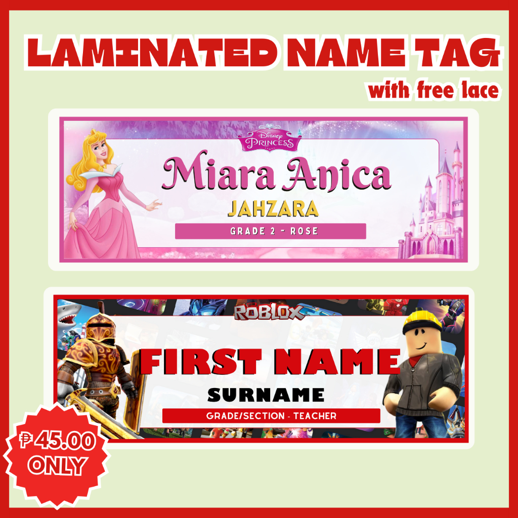 Amour Prints - Customized Laminated Name Tags for Kids cw | Shopee ...