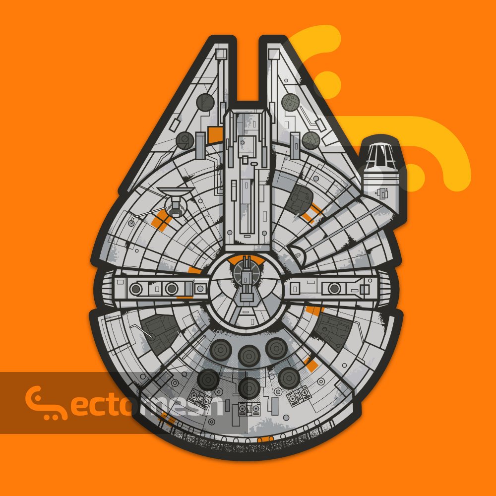 Star Wars Millennium Falcon (A) - Vinyl Waterproof Sticker by EctoMesh ...