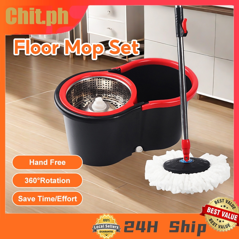 CHIT 360° Rotating Floor Mop Set With Tornado Bucket Spin Mop With ...