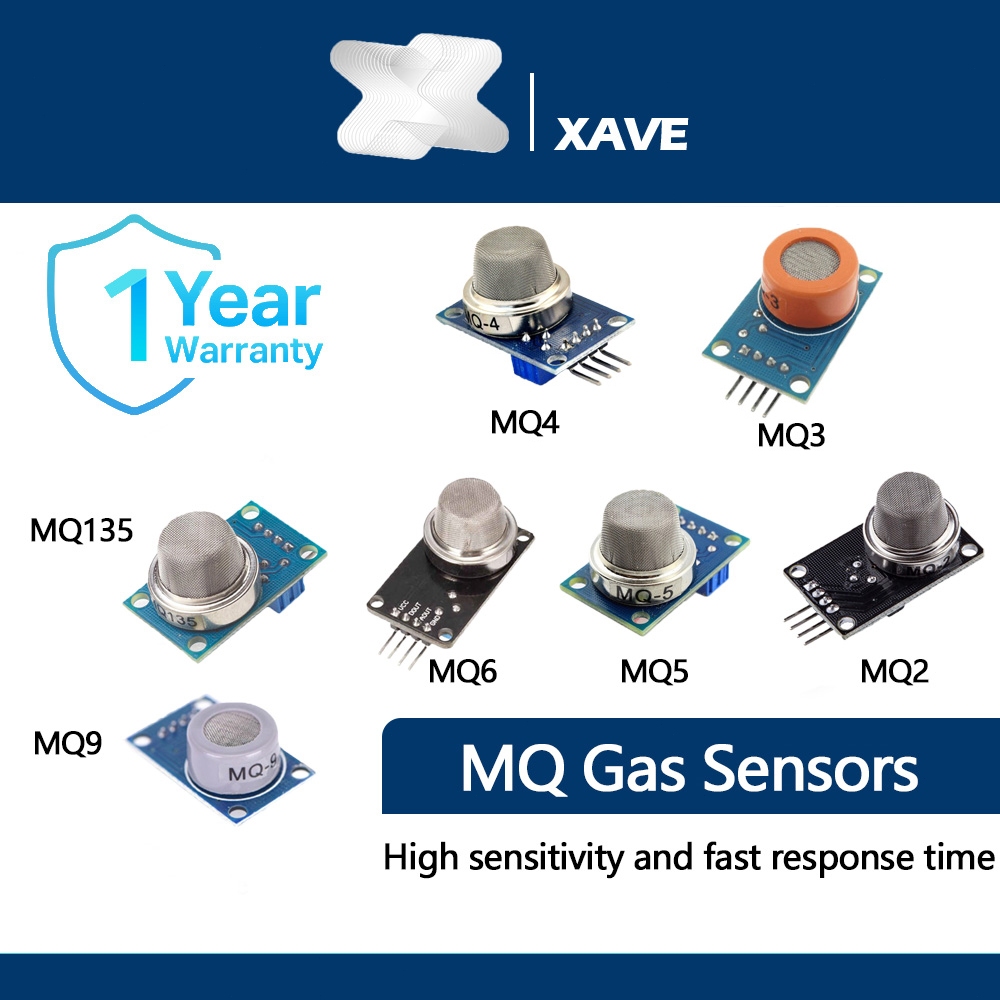 MQ2 MQ3 MQ4 MQ5 MQ6 MQ9 MQ135 Smoke Alcohol Methane LPG Carbon Monoxide ...