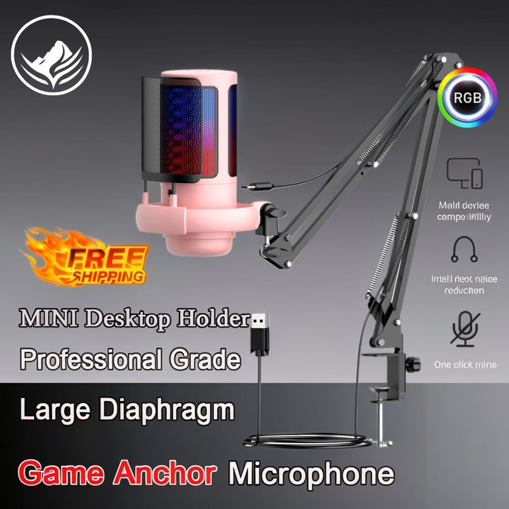 Me6D RGB USB Microphone Gaming USB Condenser Mic Plug and Play Zero ...