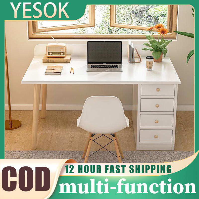 YESOK 120CM Study Table with Drawer Office Table Computer Table Desk ...
