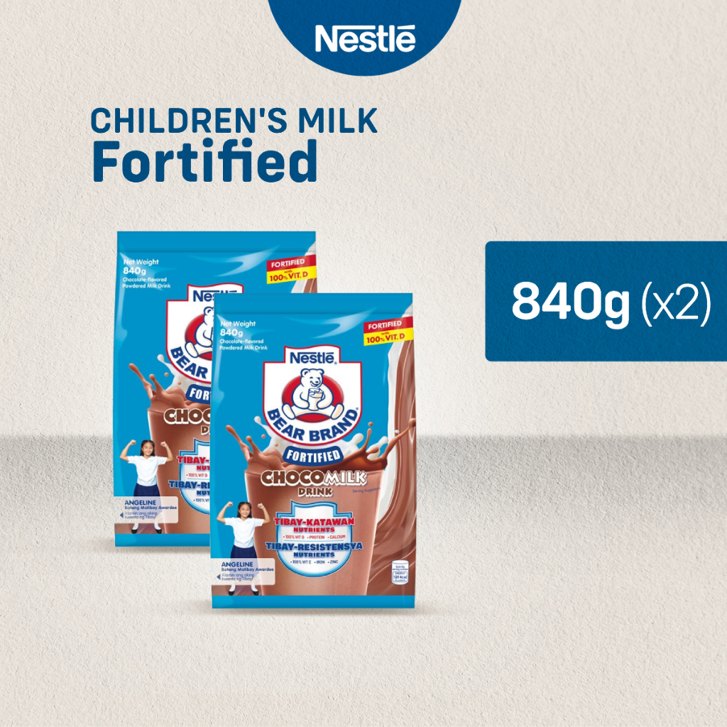 Bear Brand Fortified Choco Powdered Milk Drink 840g - Pack of 2 ...