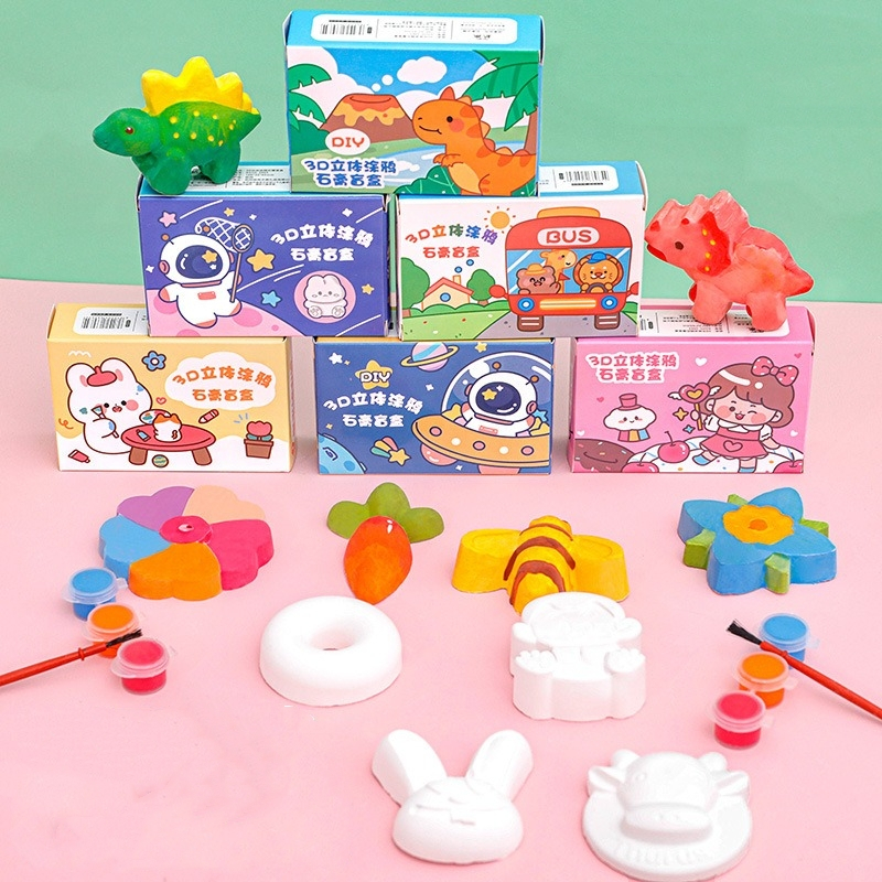 Cartoon coloring plaster doll handmade diy educational toy graffiti ...