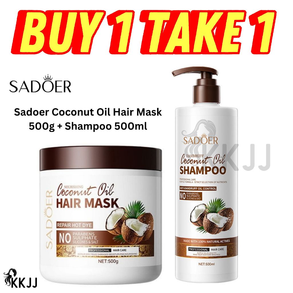kkjj [BUY 1 TAKE 1] Coconut Shampoo 500ml + Coconut Conditioner 500g ...
