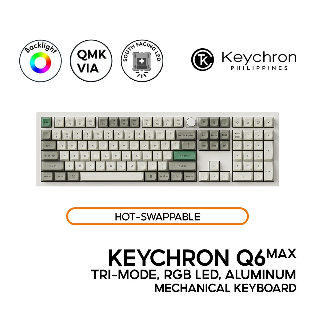 Keychron Q6 Max QMK Mechanical Keyboard, Shell White, Full, Tri-mode ...