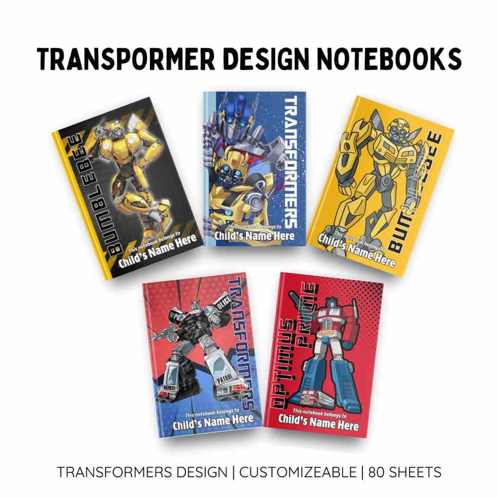 PREORDER- TRANSFORMER THEME CUSTOMIZED notebooks (Kinder, Prep, Nursery ...