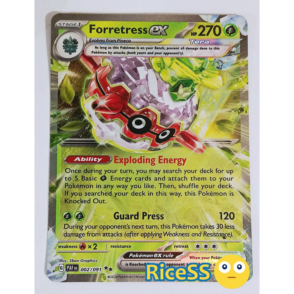 FORRETRESS EX 002/091 Ultra Rare Paldean Fates Pokemon TCG | Shopee ...