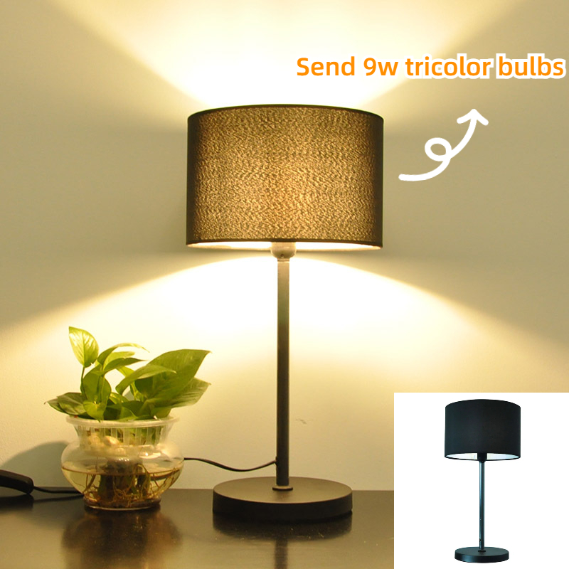 Y&C Table Lamp bedroom lamp Linen Shade, Bright Modern Warm Light, for ...