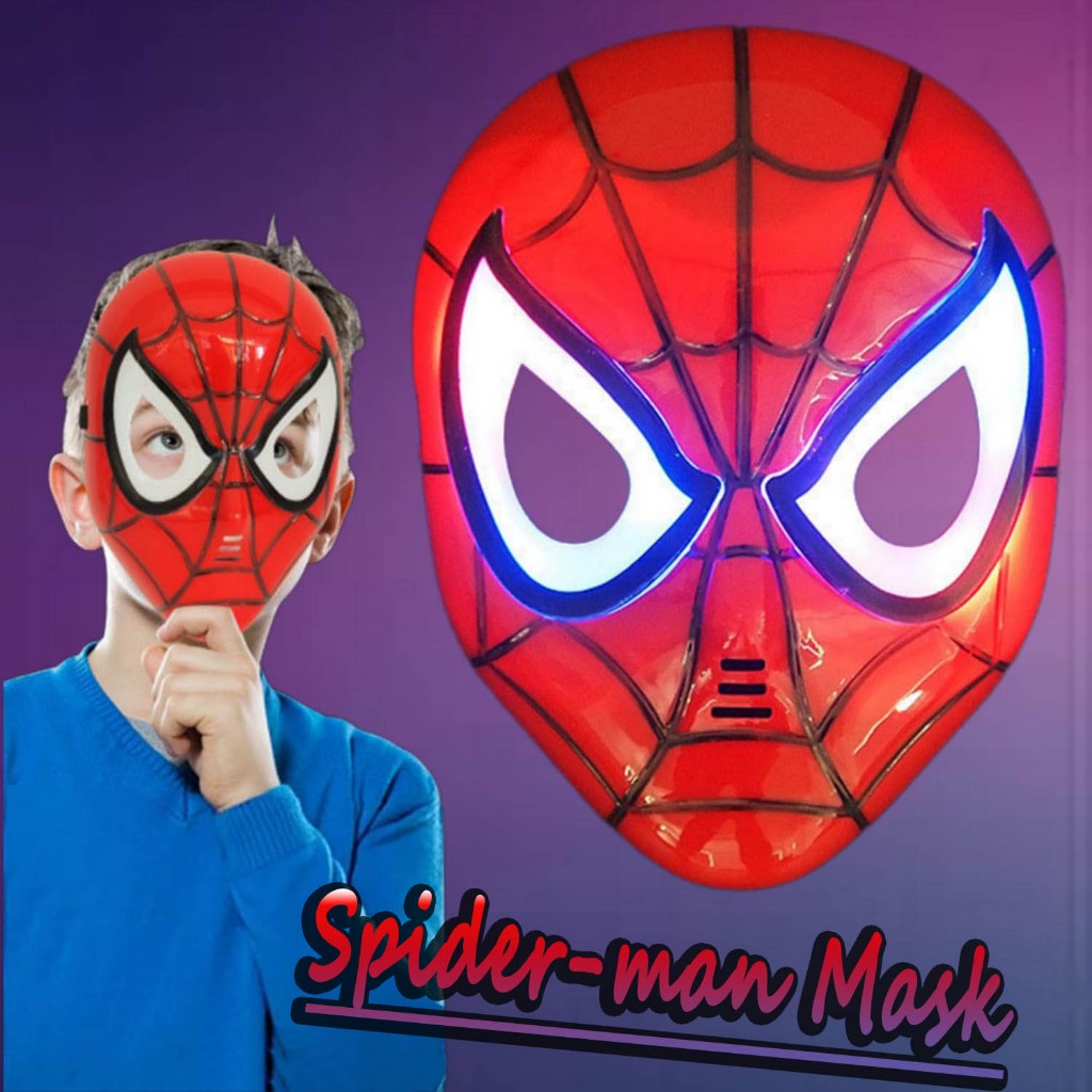 Spider Man Mask Face Cover LED Flashing Light Up Costume Party Cosplay ...