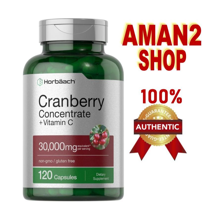 Horbaach Cranberry Concentrate plus Vitamin C 30,000 mg 120 Capsules ...