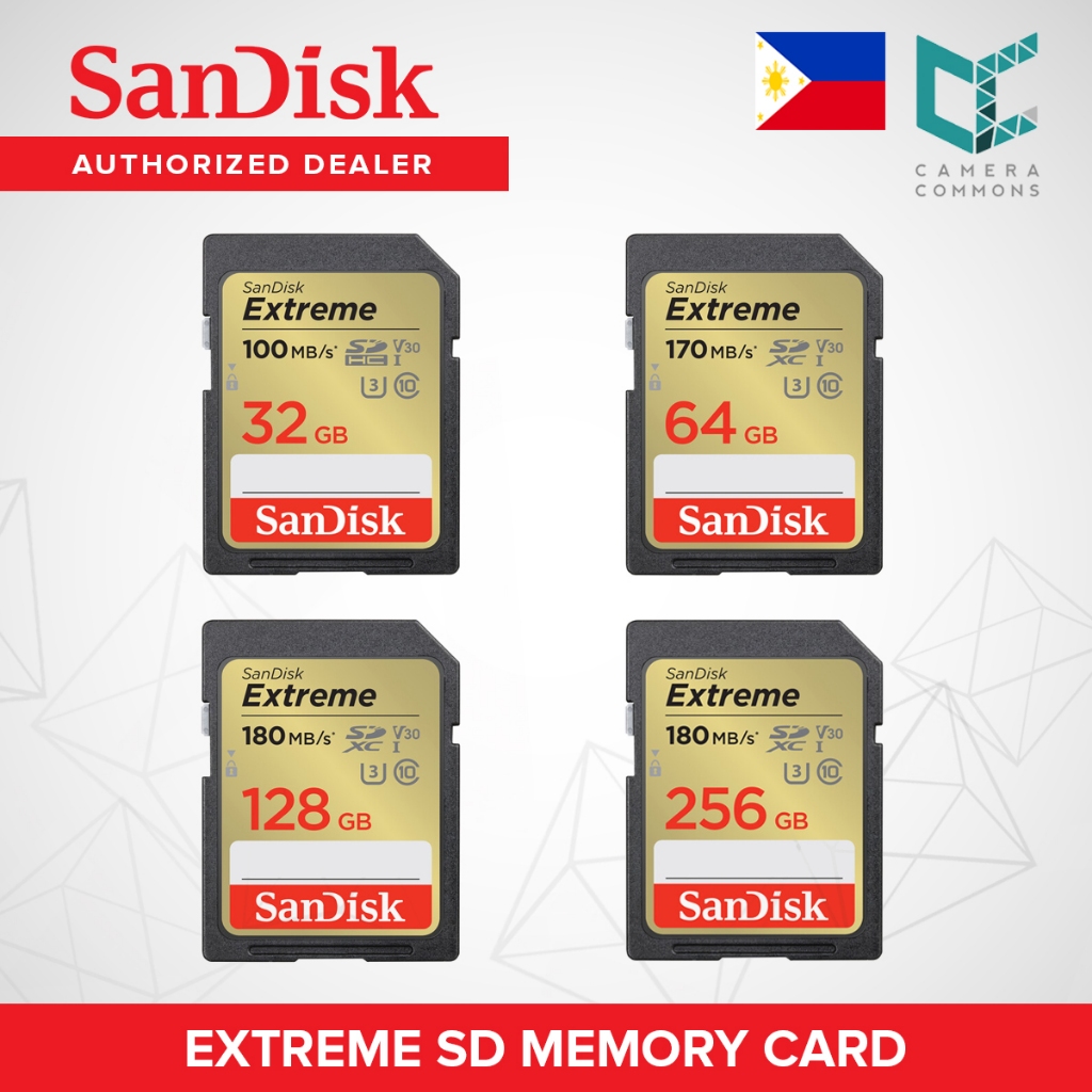 SanDisk Extreme SDHC SDXC SD Memory Card UHS-1 V30 U3 C10 100MB/s 16GB 32GB 64GB 128GB 256GB ...