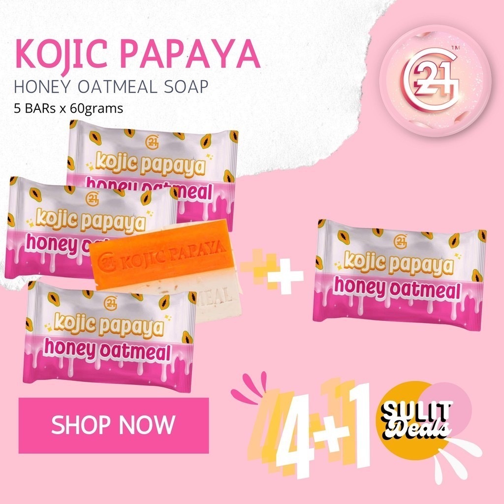 G21 KOJIC Papaya Honey Oatmeal GoldenDust Duo Face and Body MINI Soap ...