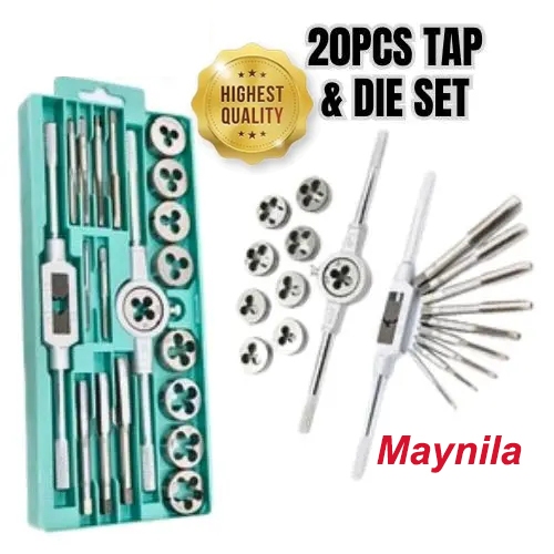 20PCS Adjustable Tap and Die Set Hand Tap Wrench threader Metric Threading Tool Set 6/7/8 ...