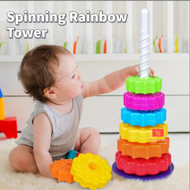 Baby Spinning Stacking Toys Toddler Spinner Ring Stacker Autism Sensory ...