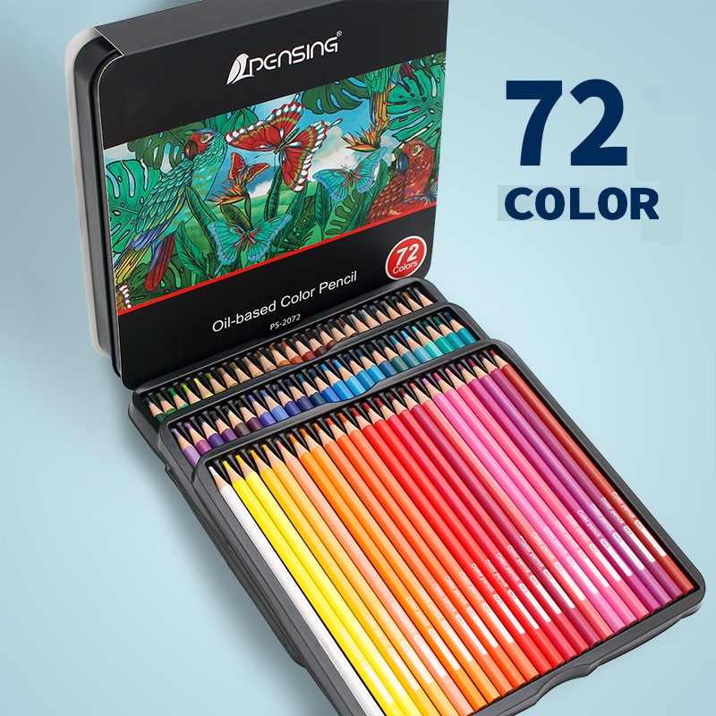 72 Colors Pencils Set Iron Box Pensing Colored Pencil Sketching Drawing ...
