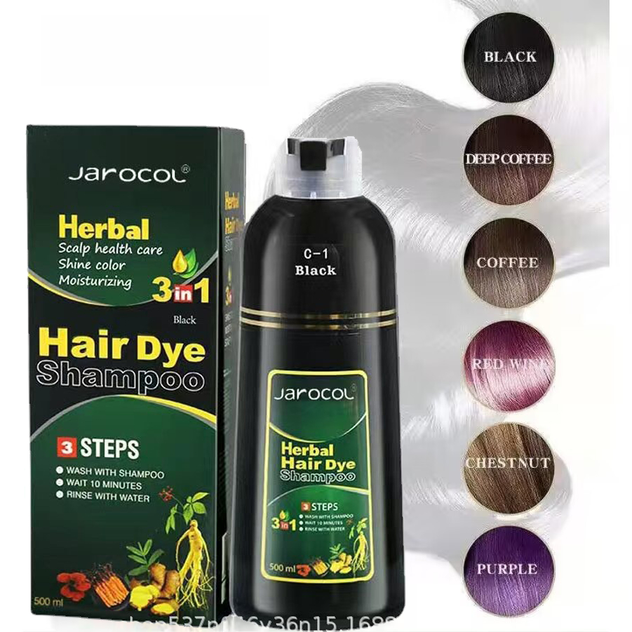 500ML Original Herbal Hair Dye Shampoo household bubble foam hair dye ...