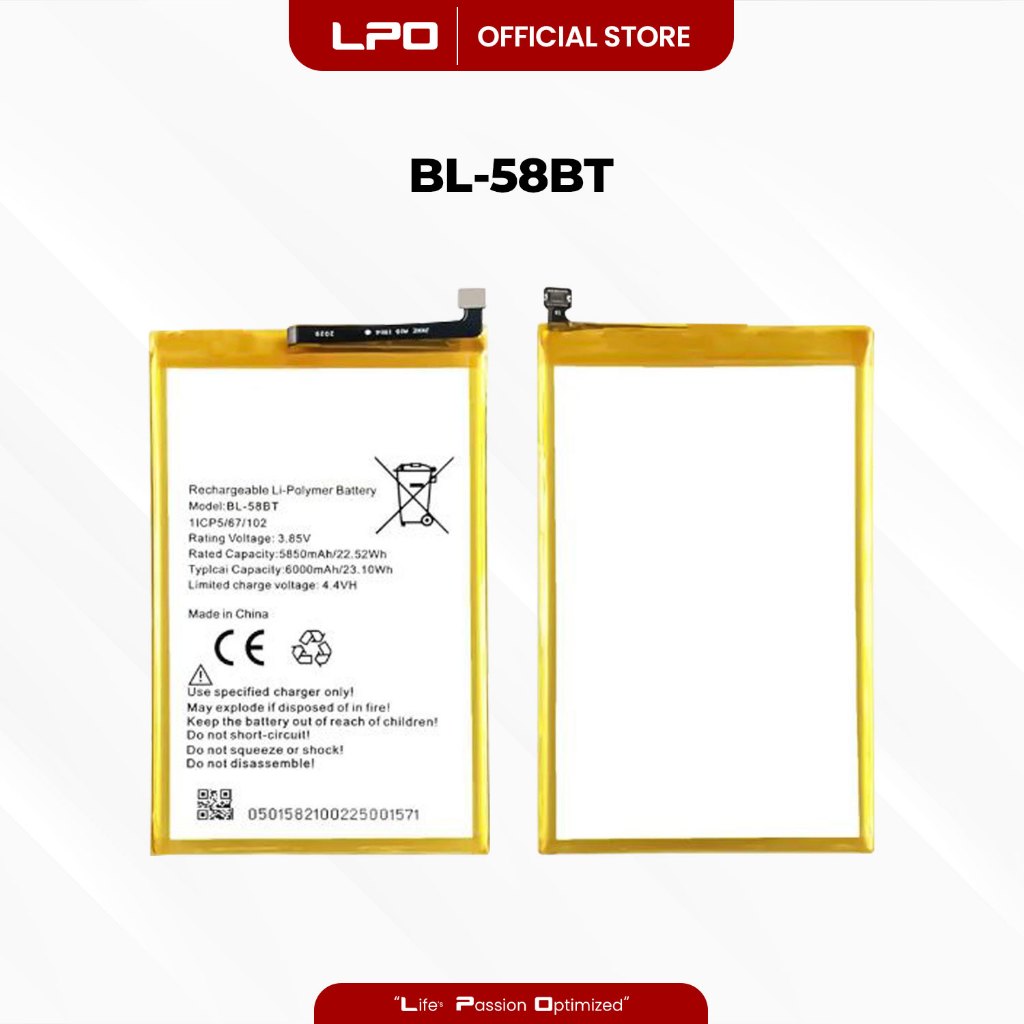LPO Cellphone Battery BL-58BT 3.85V 23.10Wh 6000mAh Compatible With ...