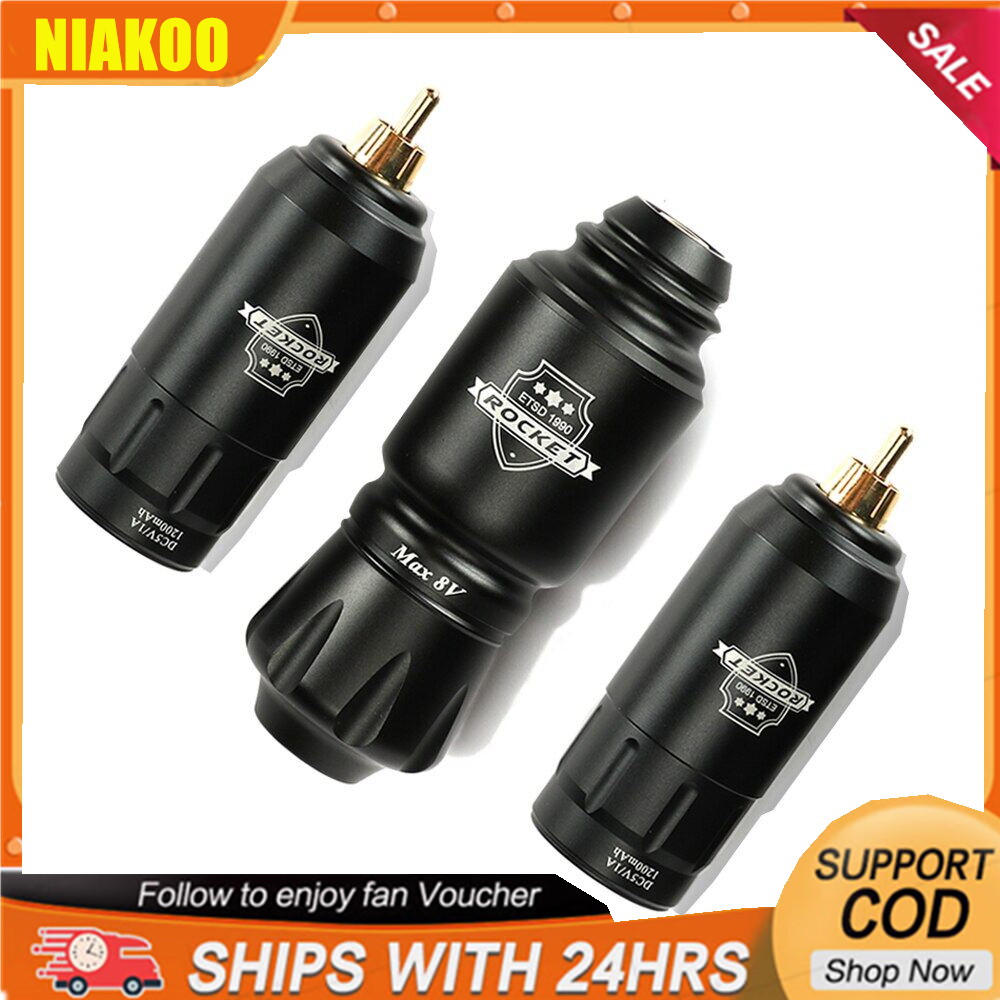 Mini Rocket Wireless Tattoo Machine Set Tattoo Pen Kit Power Supply RCA ...