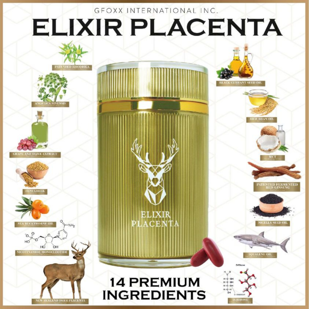 Original GFOXX ELIXIR PLACENTA Stem Cell Therapy Premium 1000mg Softgel Capsule 60 pcs per ...