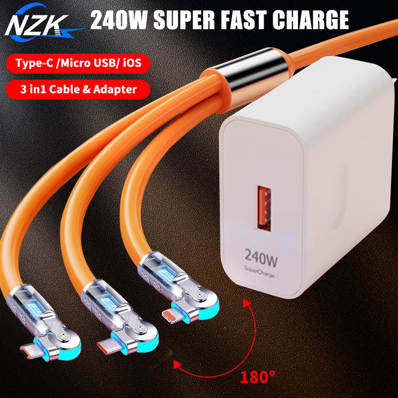 3 in 1 charger for android original fast charger with adapter 240 watts ...