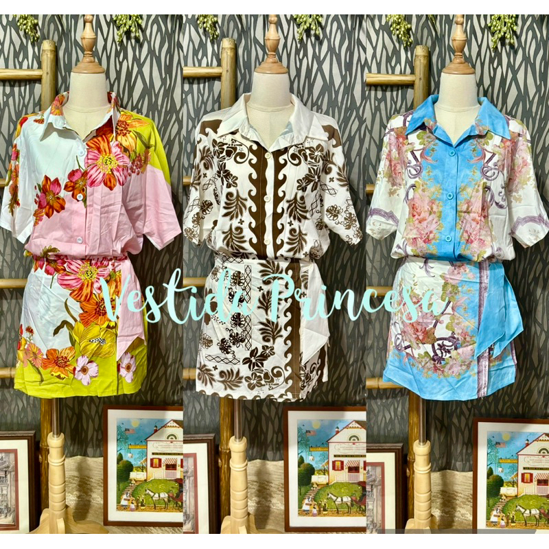 Printed Collared Skort Coords | Shopee Philippines