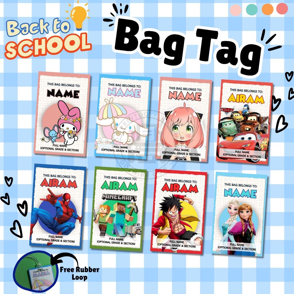 SCHOOL BAG TAGS FOR KIDS | PERSONALIZED | Back-to-back Printing ...