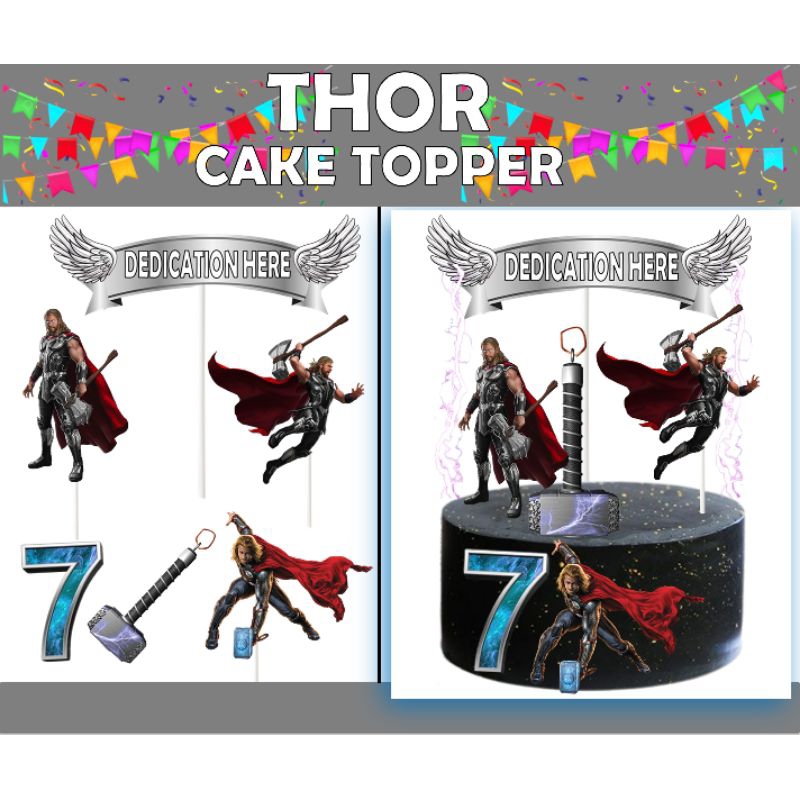 Thor Cake and cupcake topper ( machine cut, waterproof ) | Shopee ...
