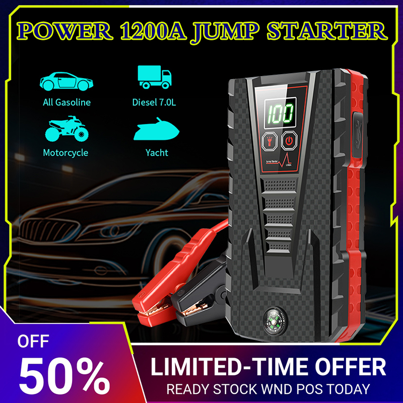 Portable Car Jump Starter 99800mAh Multifunctional Emergency Power Bank Rechargeable Battery ...